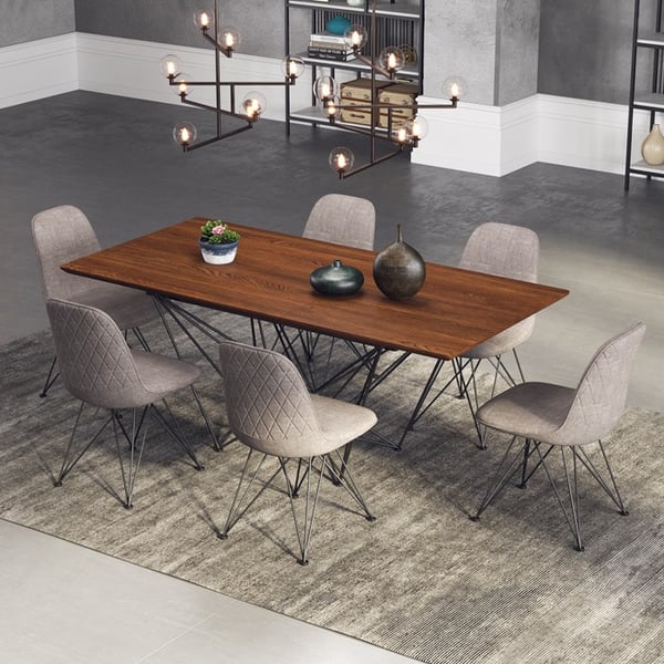 Modern Mid-Century Rectangular Extendable Dining Table Walnut Wood ...