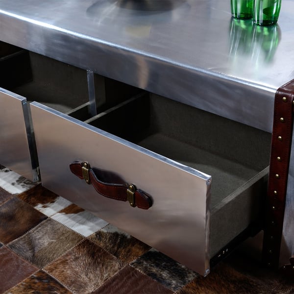 Aviator Coffee Table with Drawers Industial Accent Table | Homary UK
