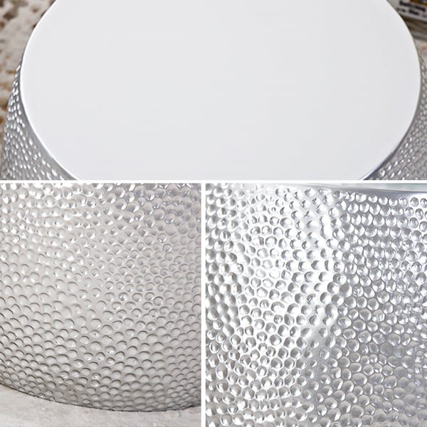 Silver Drum End Table Accent Table Modern for Living Room | Homary