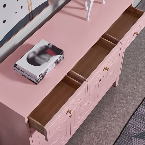 Contemporary Pink Shoe Cabinet Shoe Organizer with 3 Doors & 3 Drawers ...