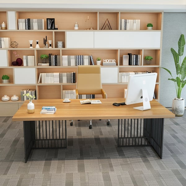 1400mm Solid Wood Writing Desk Rectangular Office Desk Metal Frame ...