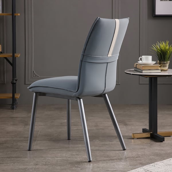 Gray Modern Leath-Aire Dining Chair Backrest Stool Armless Set of 2 ...
