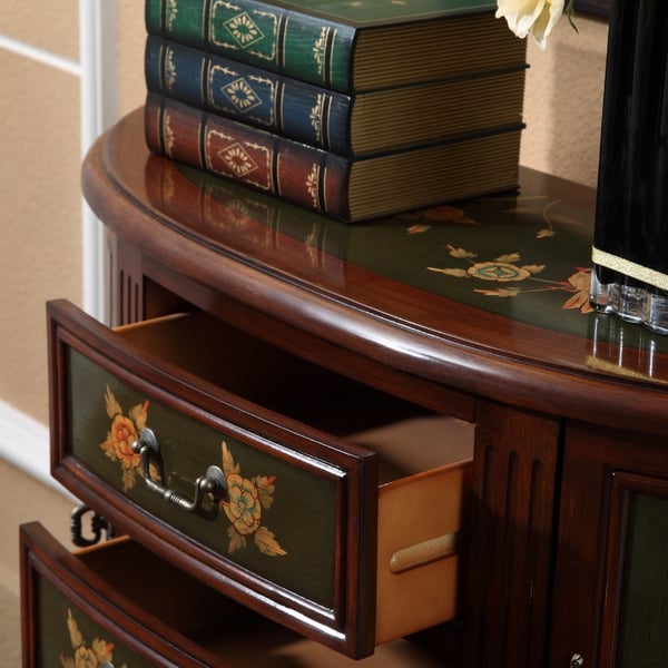 Walnut& Green Cabinet Entryway Cabinet with Drawers & Doors & Shelves ...