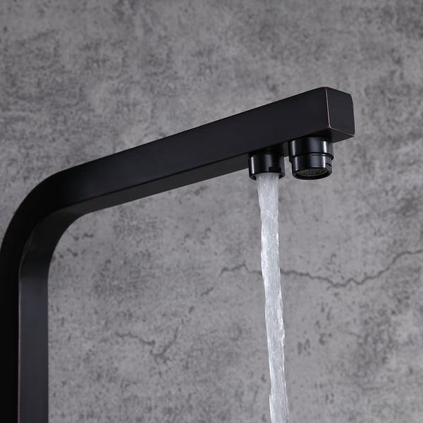 Monobloc 2-Handle Square Kitchen Tap with Water Filter Swivel Spout ...