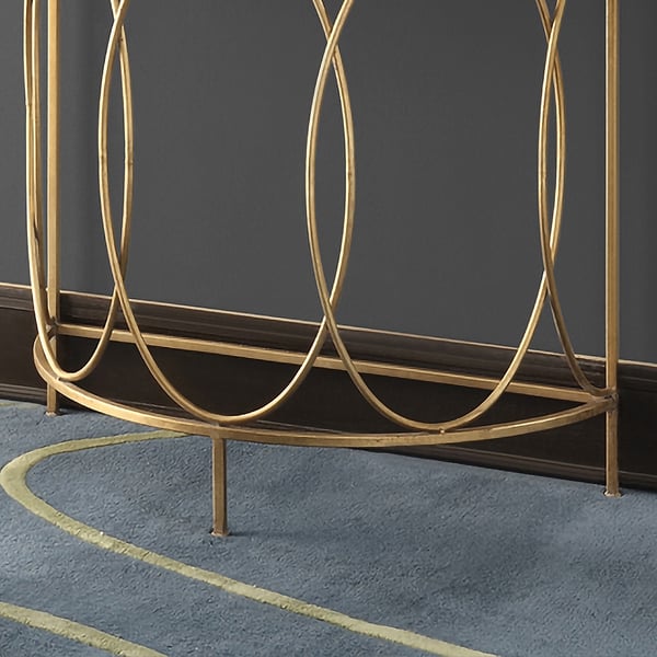 Modern White Semicircle Console Table with Marble Top Metal Frame-Homary