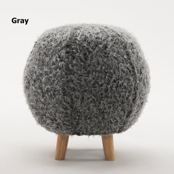 Pink Modern Entryway Fuzzy Pouf Ottoman Upholstered Footrest Stool-Homary