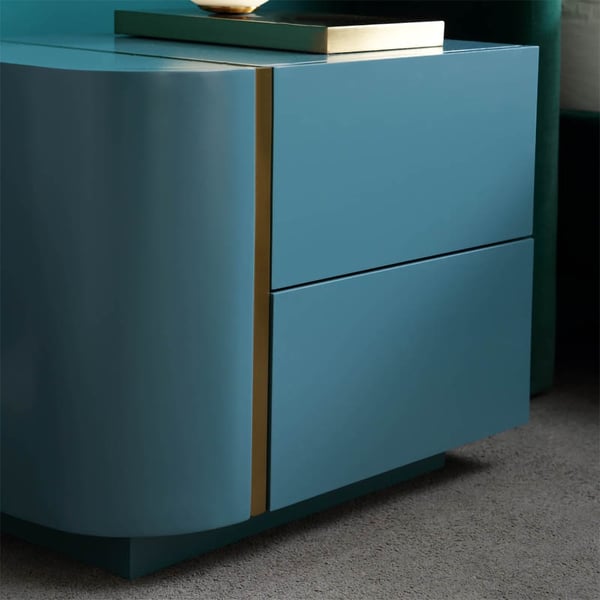 22" Modern Blue Bedroom Nightstand Bedside Table 2 Drawers | Homary