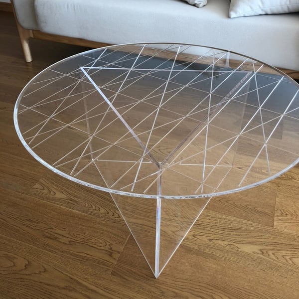 Acrylic End Table Clear Round Coffee Table Modern Accent Table Lucite ...