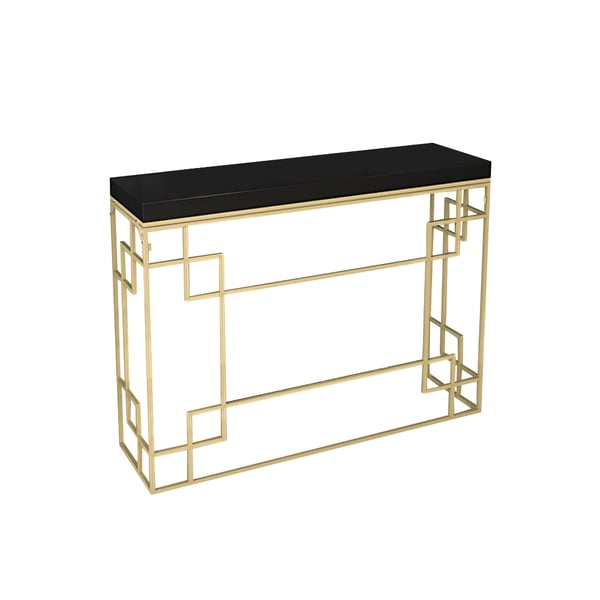 Black Rectangular Narrow Console Table Modern Entryway Table Metal in ...