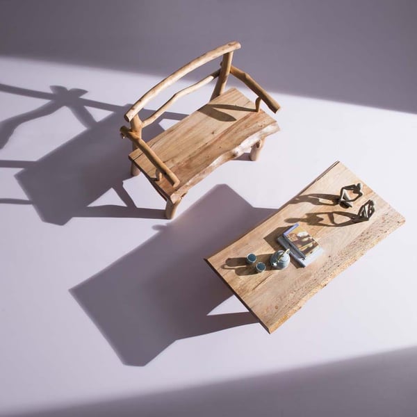 Rustic Live Edge Rectangular Log Coffee Table with 53" Rosewood Top ...