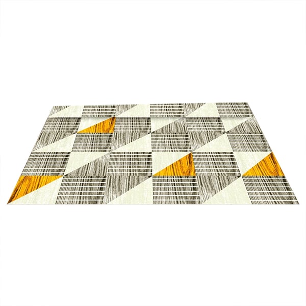 Gray Beige and Gold Geometric Rectangle Indoor Area Rug 3'x5' | Homary