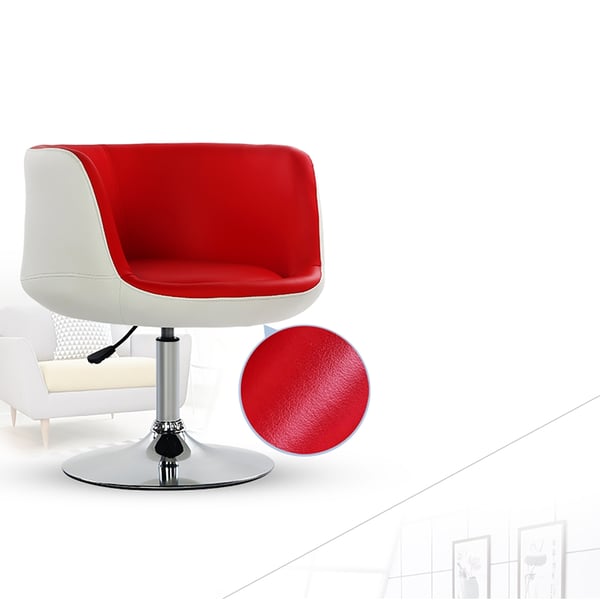 Red PU Leather Task Chair for Desk Upholstered Swivel Office Chair in ...
