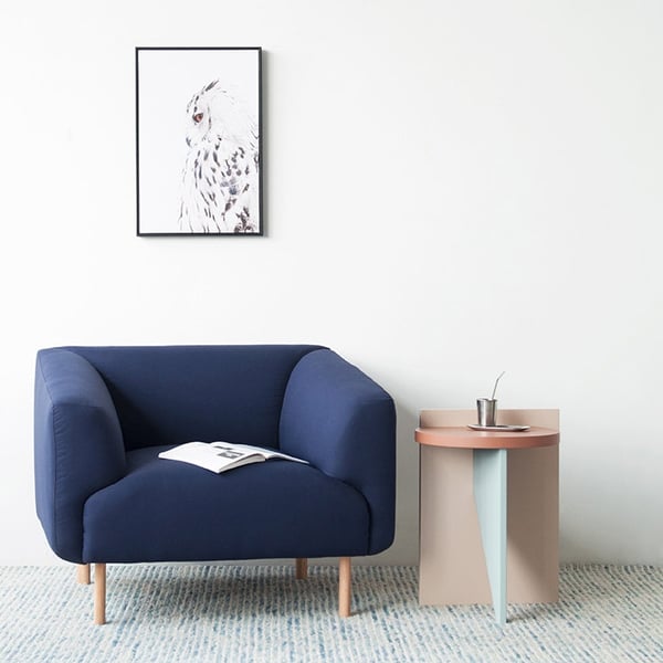 Modern Wood Side Table Half Round Colorful End Table Space Saving Style ...