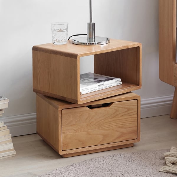 Modern End Table with Drawer & Shelf Wooden Side Table | Homary