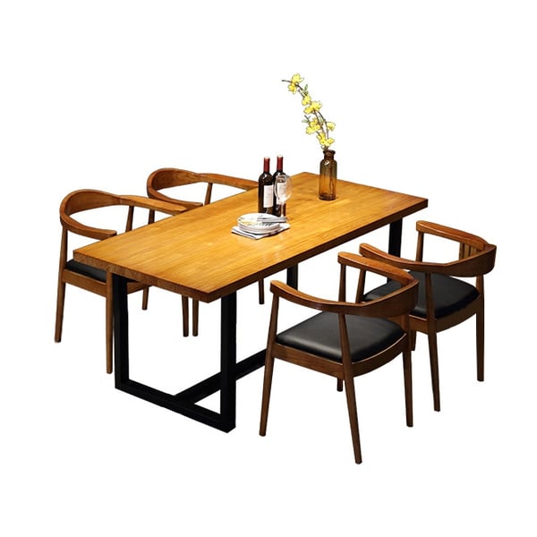 Industrial Retro Rectangular Dining Table Solid Wood Walnut Small ...