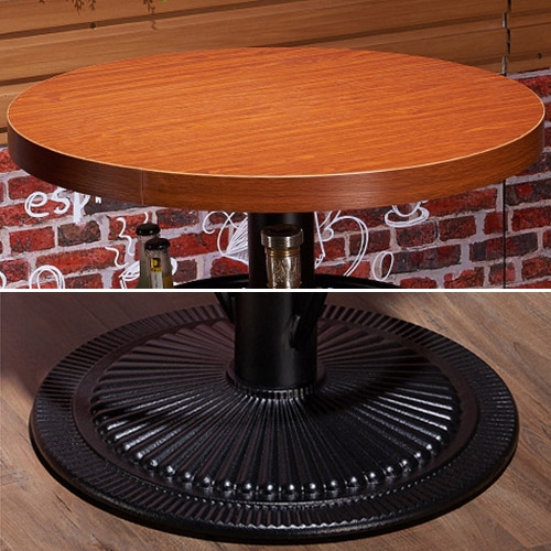 Industrial Round Bar Table Wood Pub Table Pedestal Base with Storage ...