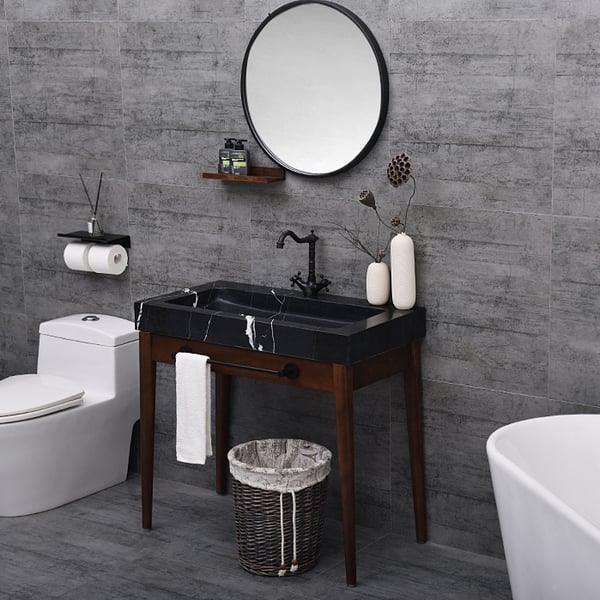 Modern 24" Single Bathroom Vanity Freestanding Marble Console Vanity ...