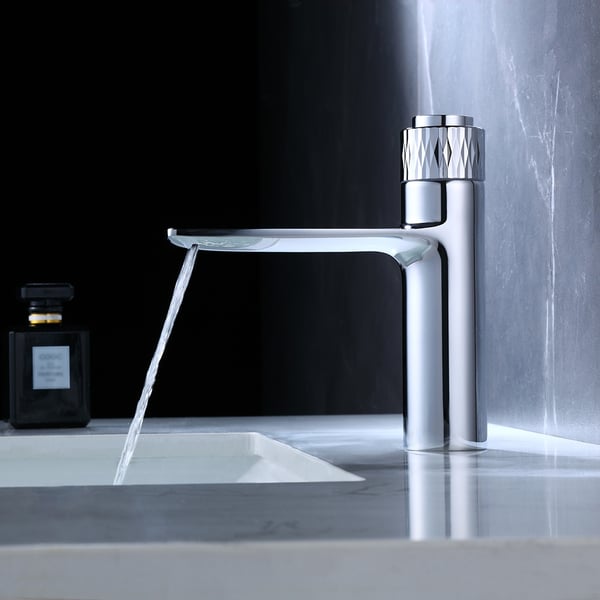 Waterfall Single Hole Bathroom Sink Faucet Solid Brass Push Button ...