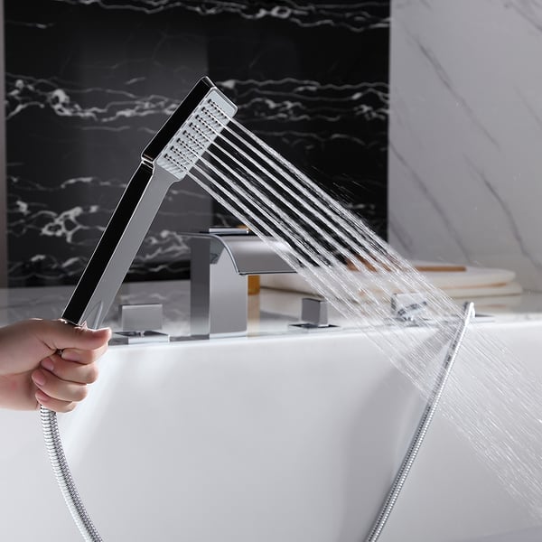 Milly Cascade Waterfall Deck-Mount 5 Holes Bath Filler Tap & Hand ...