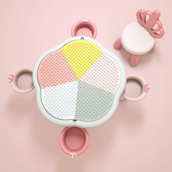 Pink Kids Play Table and Chair Set Plastic for Nursery-Homary