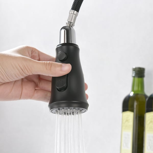 Ruth Industrial Pipe Matte Black Pull Out Kitchen Sink Faucet Dual ...