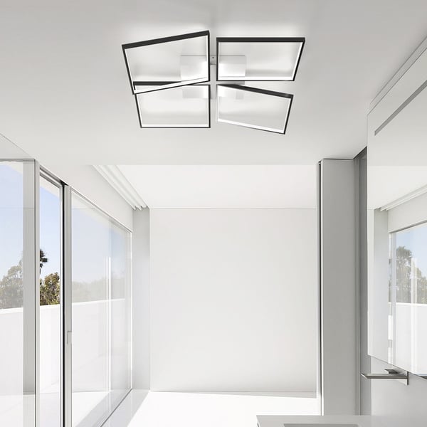Modern Square LED Flush Mount Ceiling Light in Black & White-Homary