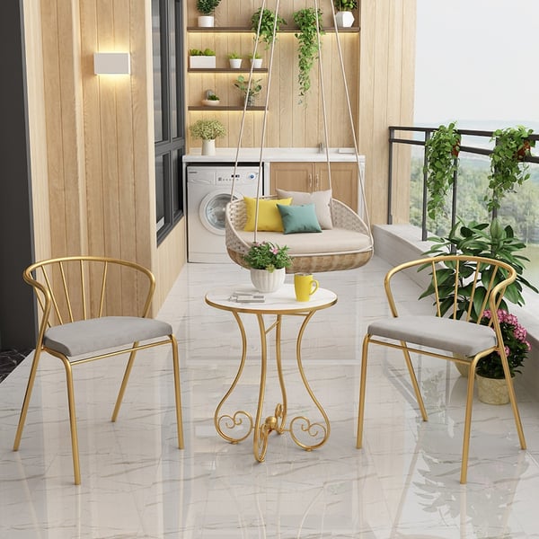 Gold Round End Table with Metal Frame Side Table | Homary UK