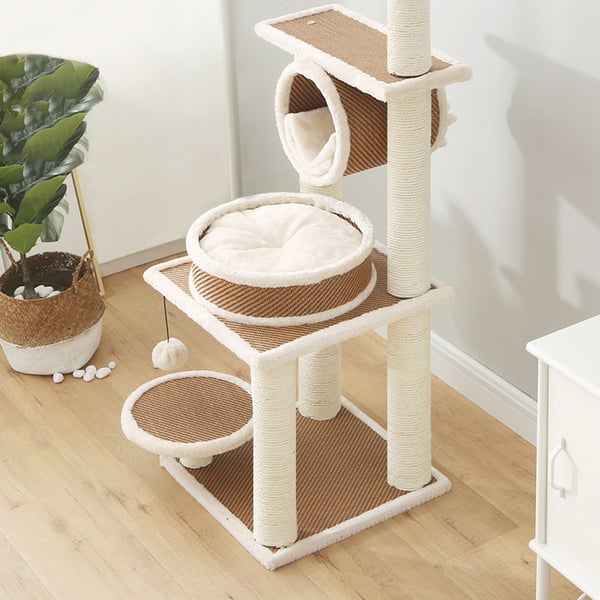 47.2" Square Cat Tree Tower and Perch with Sisal Posts Cat Tunnel | Homary