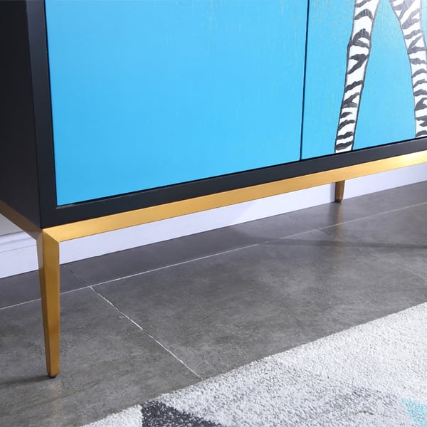 Contemporary Cabinet Solid Wood Painted Zebra Pattern Chest with 2 ...