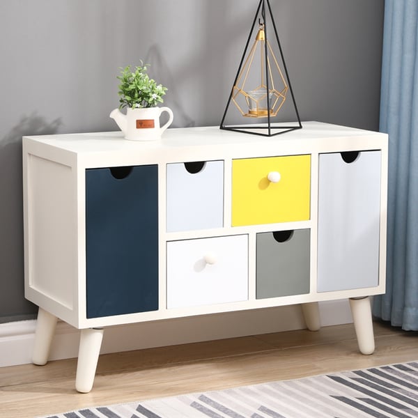 Modern Wood Cabinet 6 Drawers Cabinet Farmhouse Accent Cabinet Entryway ...