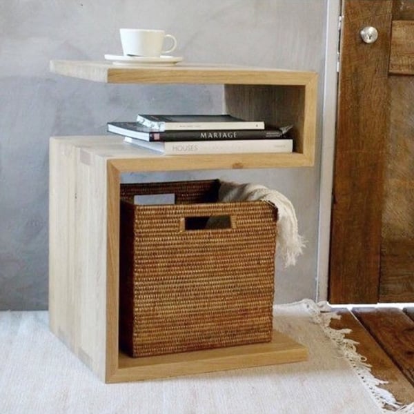 Small End Table with Storage Wooden Side Table | Homary