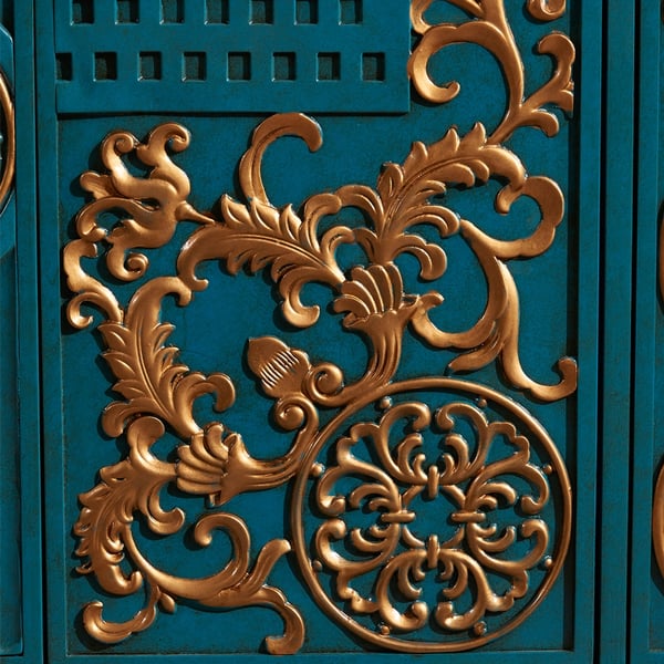 790mm Classic Blue & Gold Shoe Cabinet Embossed Flower Patterns with ...