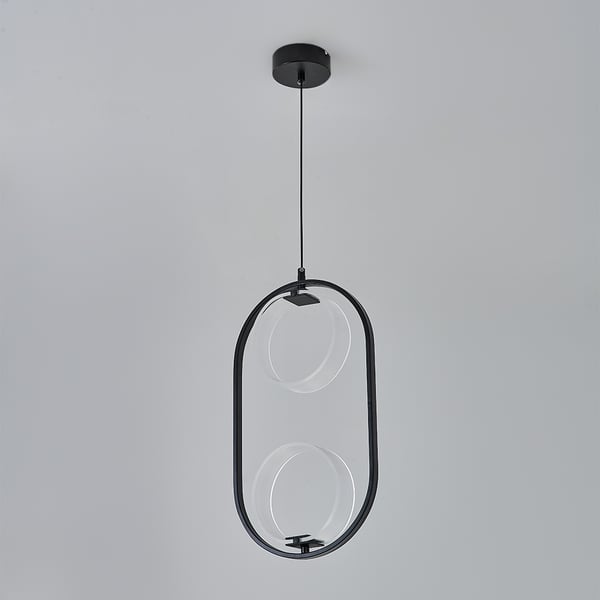 Modern Acrylic LED Pendant Light 2 Light Oval Shape Black Metal | Homary
