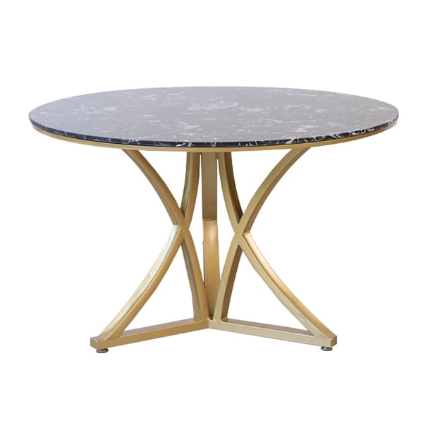 Modern Black Round Coffee Table with Marble Top & Metal Base | Homary UK
