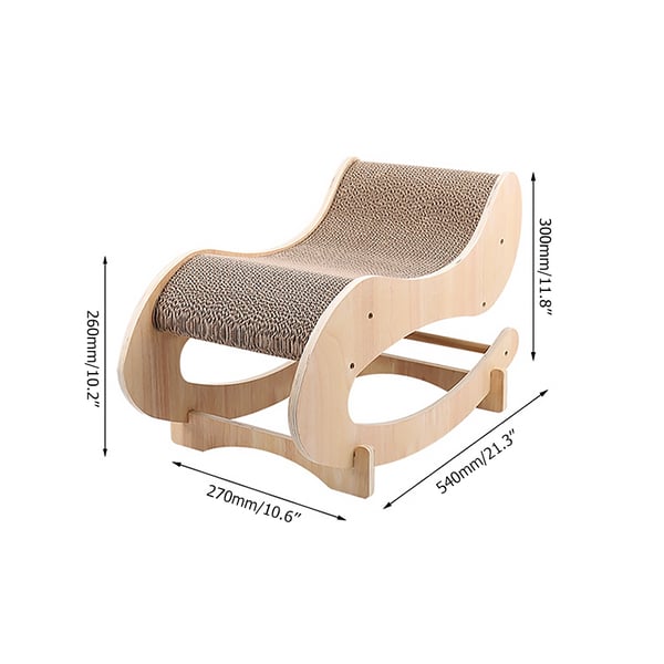 21.3"Lx10.6"Wx11.8"H Rocking Cat Bed Rocking Chair Plywood and ...