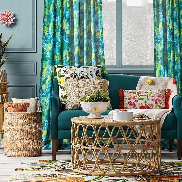 Boho Style 2-Piece Natural Rattan Hand Woven Round Coffee Table & Side ...