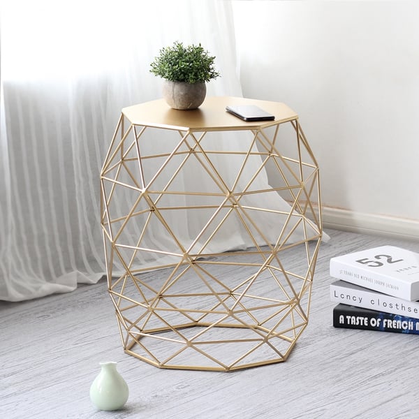 Modern Gold Metal End Table Unique Hollowed Design Side Table | Homary