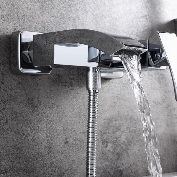 Ridge Wall-Mount Angled Waterfall Spout Single Handle Tub Filler Faucet ...