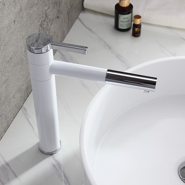 Loop Stylish Single Lever Handle Mono Tall Mixer Tap in White and ...