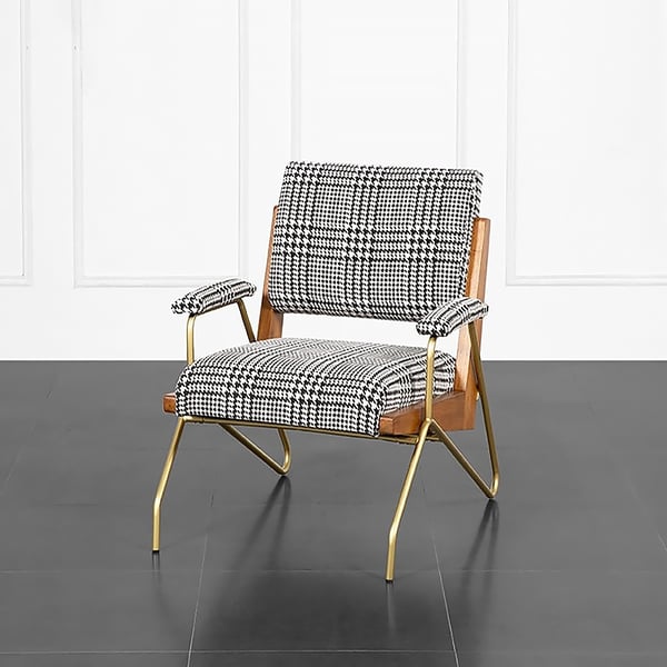 Houndstooth Accent Chair Modern Linen Upholstered Accent Chair Modern ...