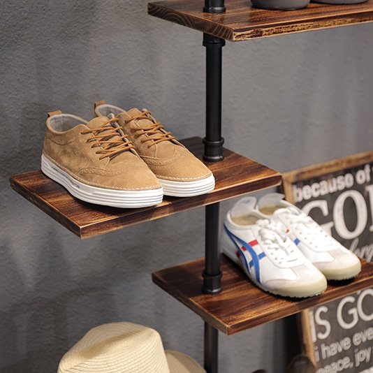 Industrial Loft Rustic Shoe Storage Tower with 6 Rectangular Pine Wood ...