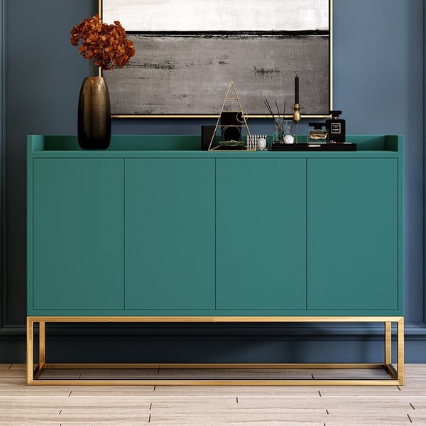 Modern 48" Green Buffet Sideboard Kitchen Sideboard Cabinet with 4 ...