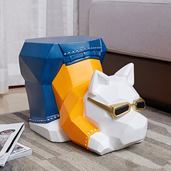 290mm Doggy End Table Unique Footstool in Resin | Homary UK