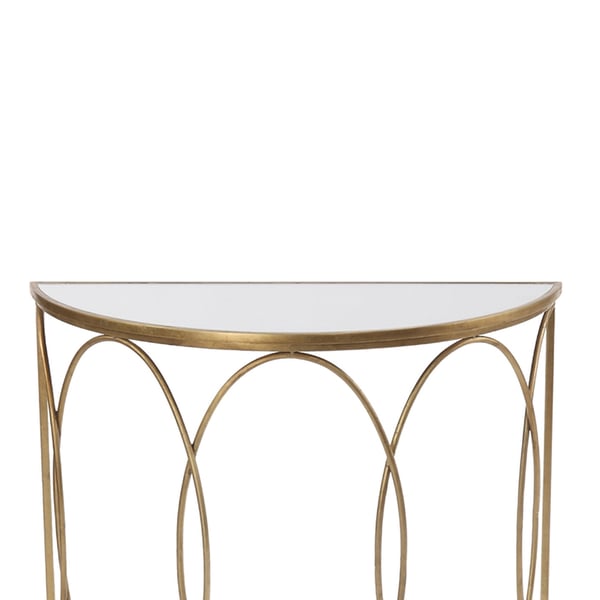 Modern White Semicircle Console Table with Marble Top Metal Frame-Homary