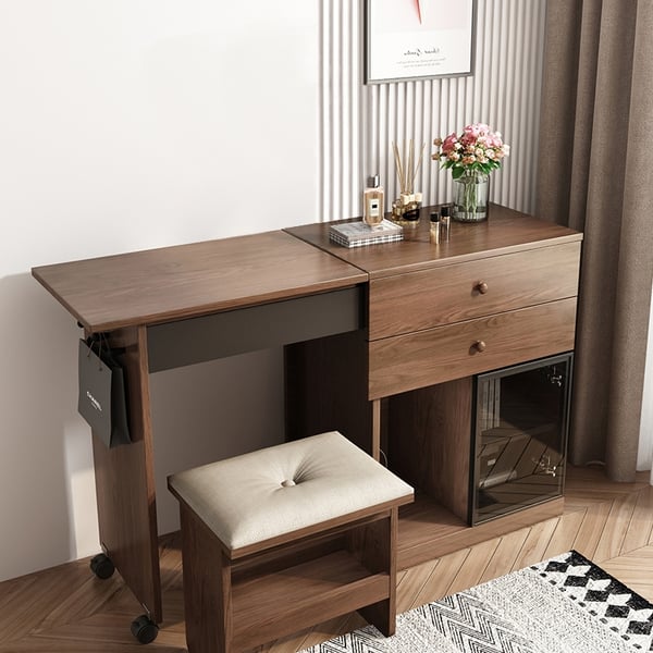 Modern Fold Out Desk Foldable Dresser Multifunctional Pullout Vanity ...