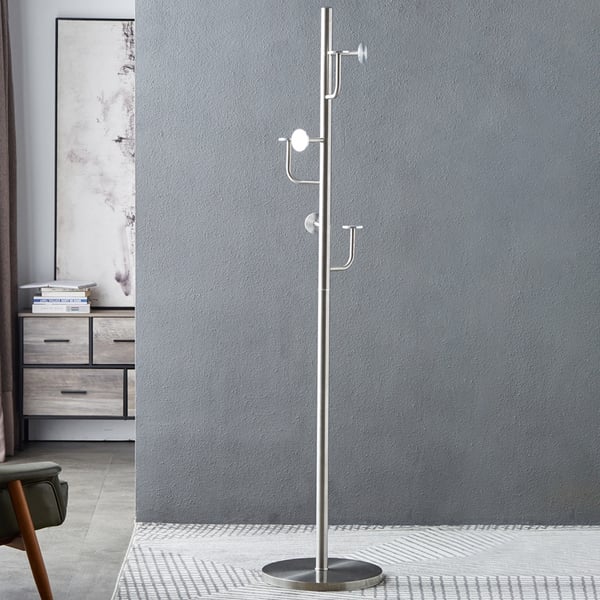 70" Modern Technology Coat Rack in Sliver Stainless Steel | Homary