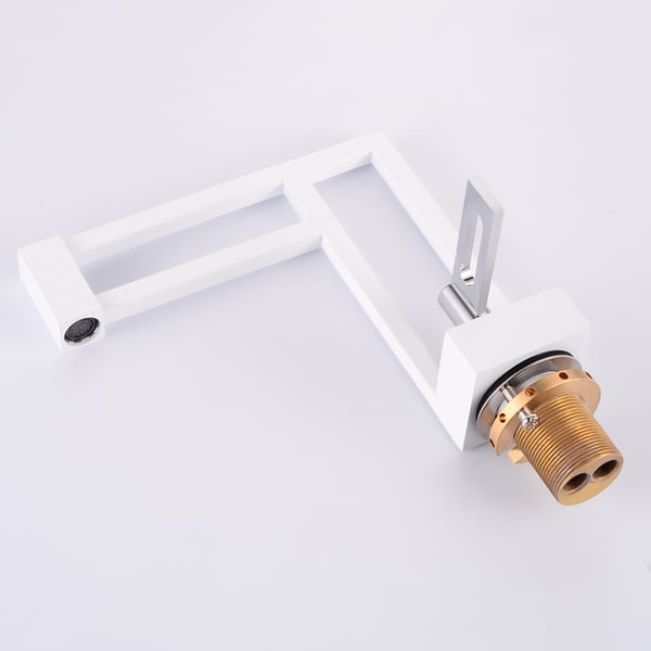 Single Lever Handle White & Chrome Geometric Bathroom Basin Tap ...