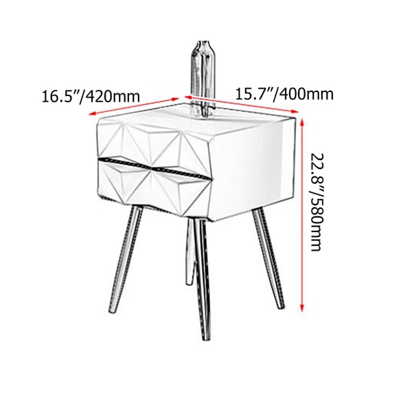 Nordic White Nightstand Angular Surface Bedside Table with 2 Drawers in ...