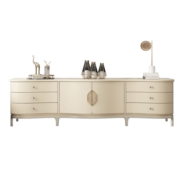 Modern Beige TV Stand up to 85" with 2 Doors & 6 Drawers | Homary