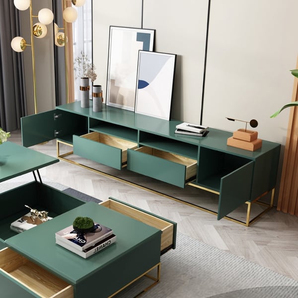 Green TV Stand with Drawers & Doors & compartments Media Console for ...